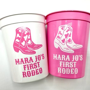 Personalized Cowgirl First Rodeo Party Cups, Pink & White, 16oz - Etsy