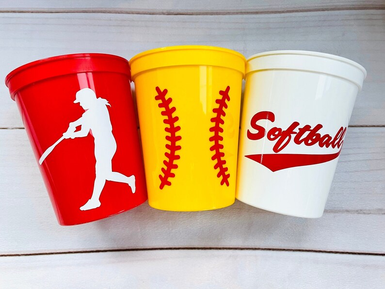 Softball Party Cups, Reusable 16oz Stadium Cups - Etsy
