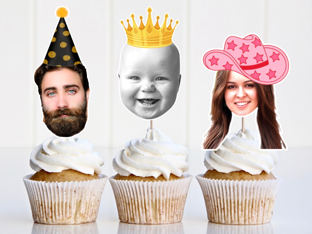Custom Face Cupcake Toppers, Personalized Face Cupcake Toppers, 40th ...