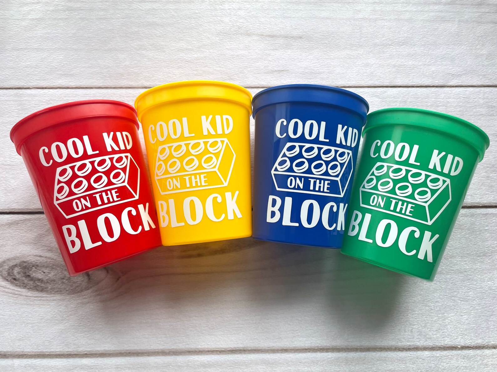Building Block Party Cups, Vinyl Decal Stadium Cups - Etsy