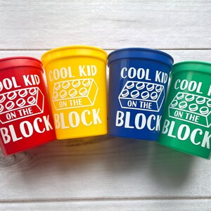 Building Block Party Cups, Vinyl Decal Stadium Cups - Etsy