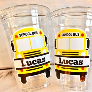 School Bus Party Cups - School Bus Cups, School Bus Birthday School Bus ...