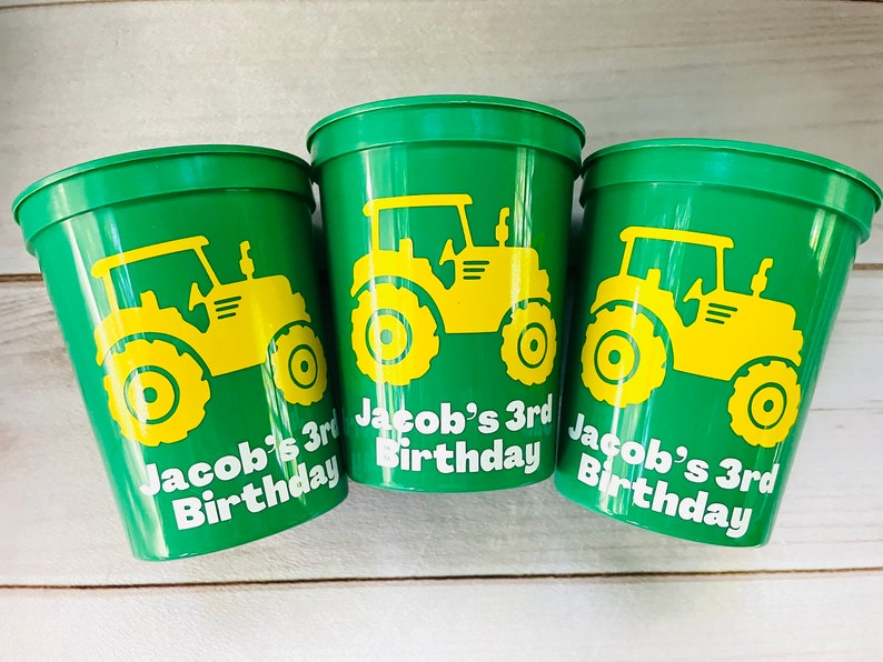 Green Tractor Party Cups Tractor Reusable Cups Green Tractor - Etsy
