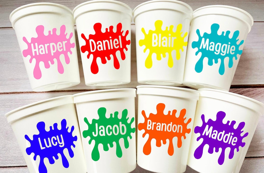 Slime Birthday, Art Birthday, Slime Party Cups, Art Party Cups, Slime ...