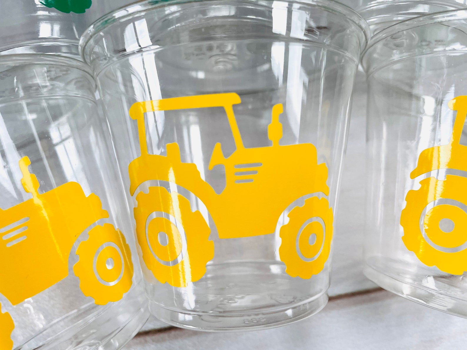 Green & Yellow Tractor Party Cups, Farm Birthday Decorations - Etsy