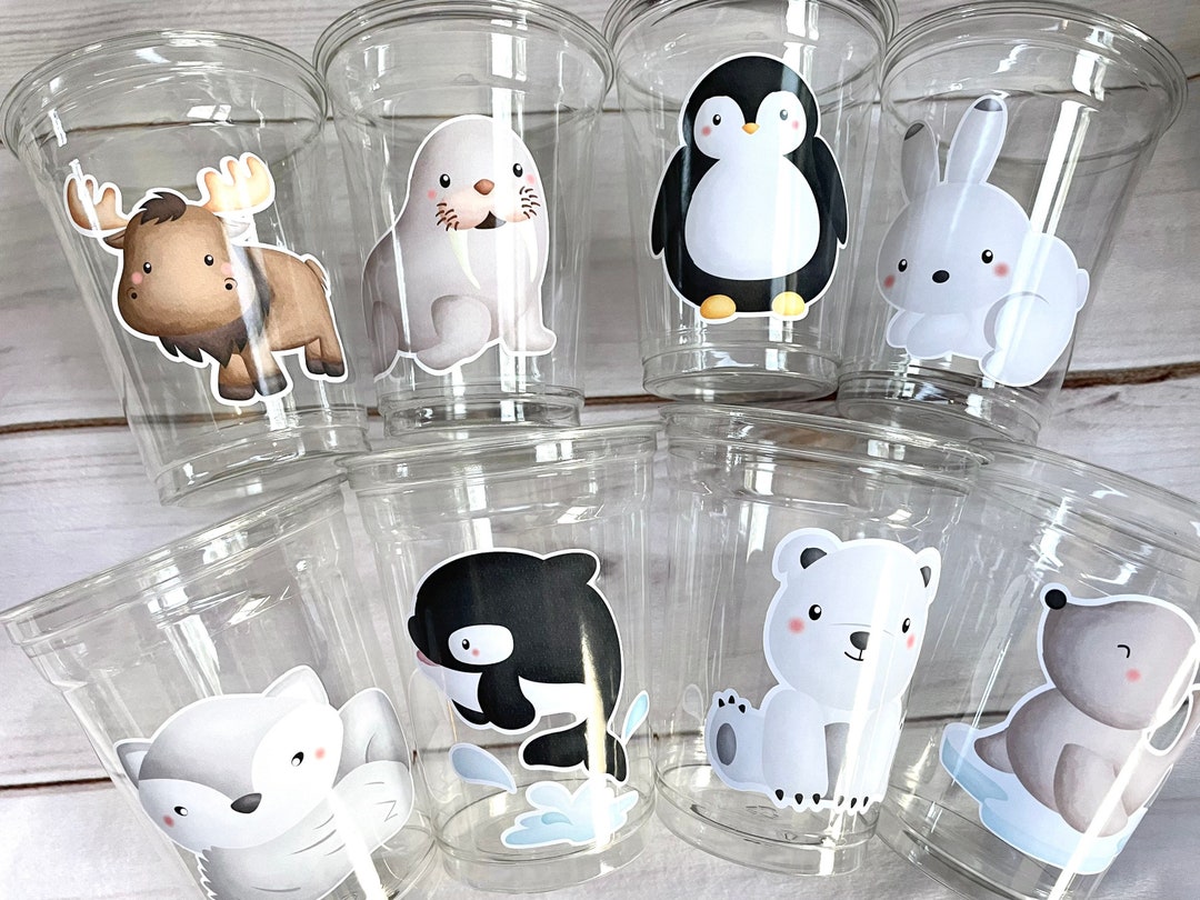 Winter Arctic Animal Cups - Winter Baby Shower Party Cups, Winter Party ...