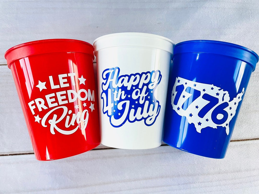 4th of July Cups Reusable 16oz Stadium Cups, 1776 Cups, 4th of July ...