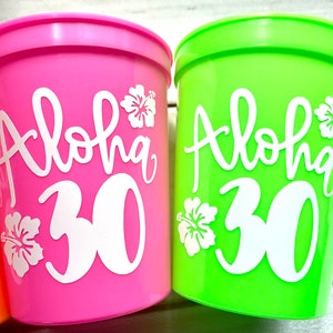 30th Birthday, Aloha 30, 30 Birthday Cups, Personalized 30th Birthday ...