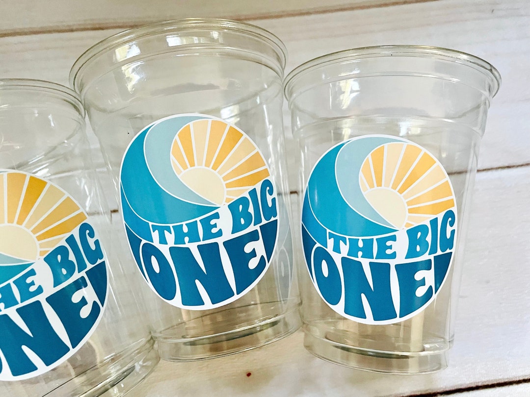 Surf Birthday Cups, the Big One Cups, Hawaii Party Cups, Surf Birthday ...