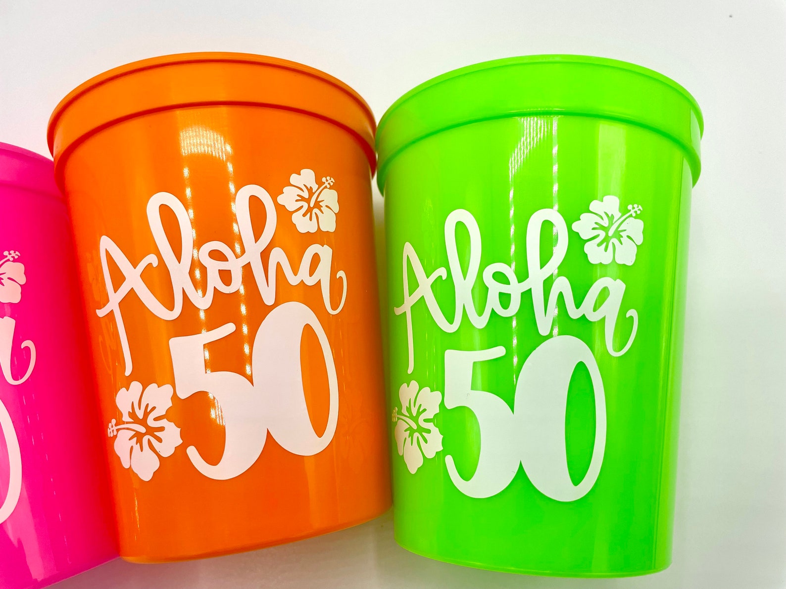 Aloha 50th Birthday Cups, Luau Party Favors - Etsy
