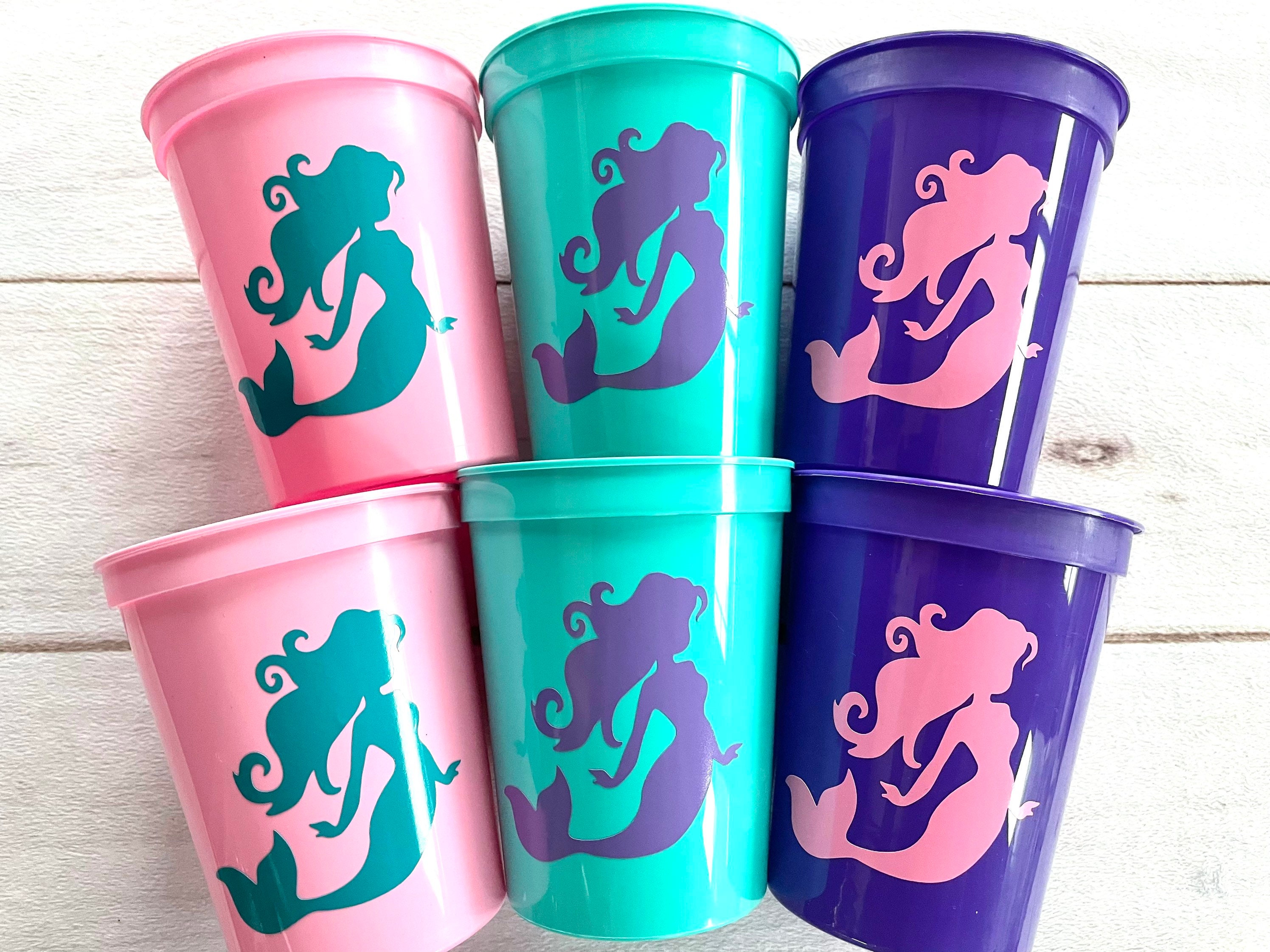 Personalized Mermaid Party Cups – 16oz Reusable Birthday Decorations - Etsy