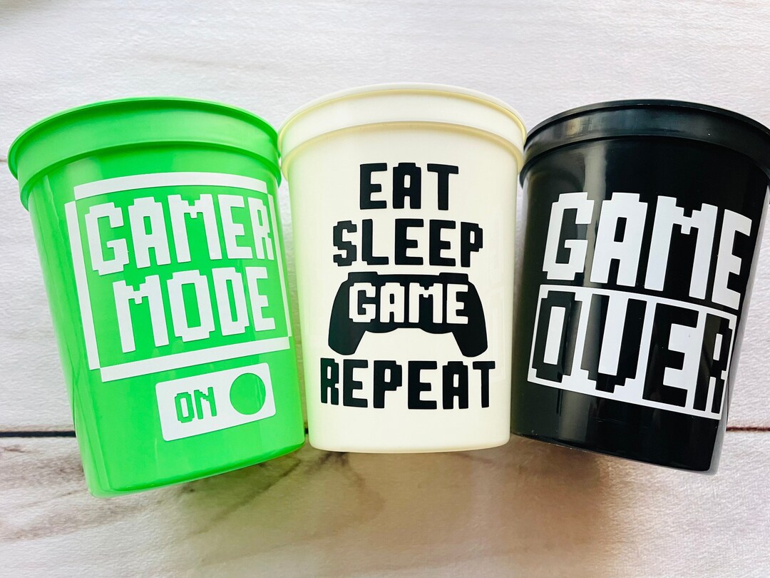 Gaming Party Cups Reusable 16oz Stadium Cups Level up Favors Gaming ...