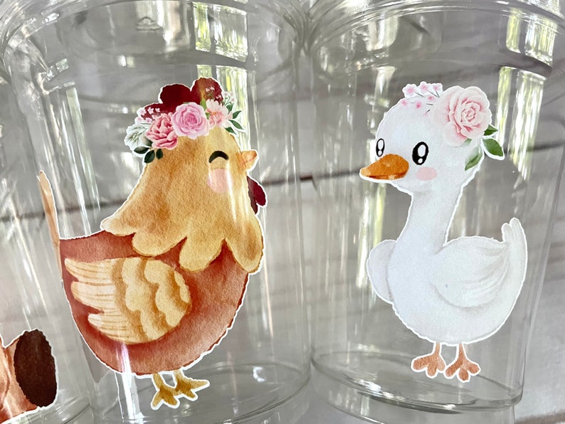 Farm Animal Party Cups, Barnyard Birthday, Girl's Theme - Etsy