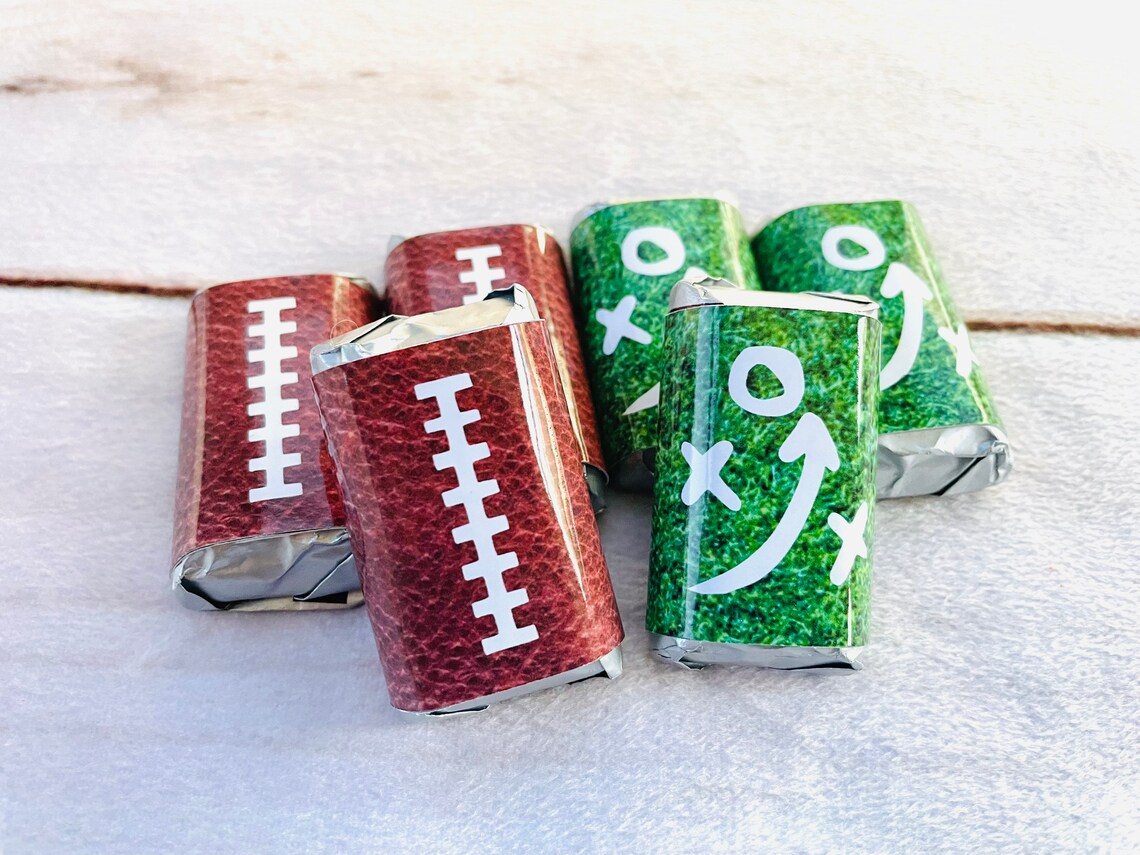 24 Football Party Birthday Stickers for Mini Candy Bar | Etsy