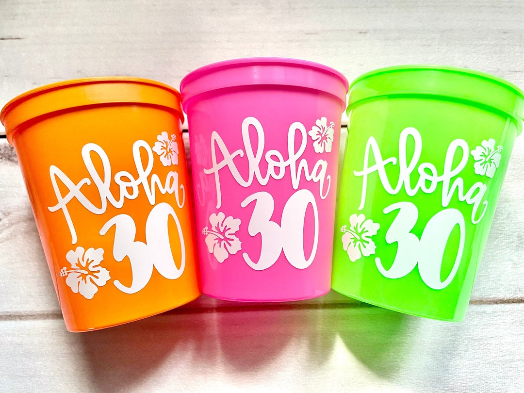 30th Birthday, Aloha 30, 30 Birthday Cups, Personalized 30th Birthday ...