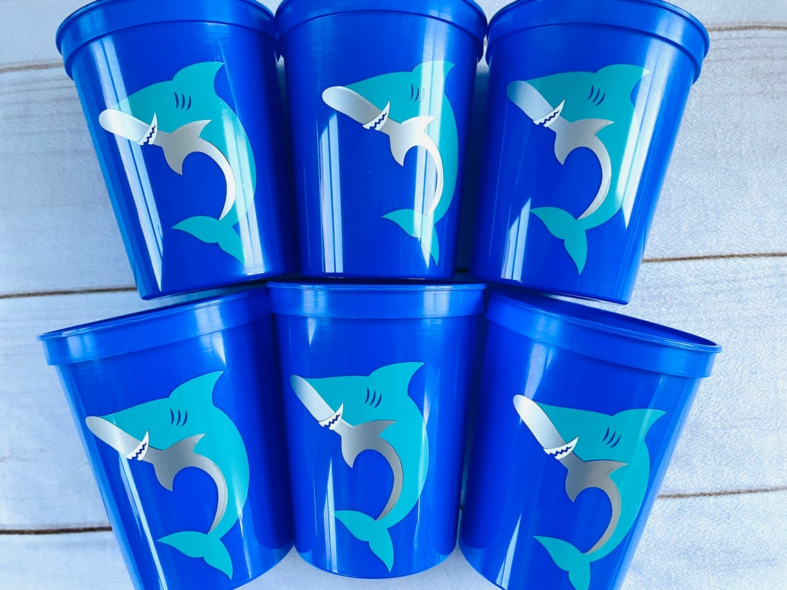 Shark Party Cups Shark Reusable Cups Shark Party Favors - Etsy