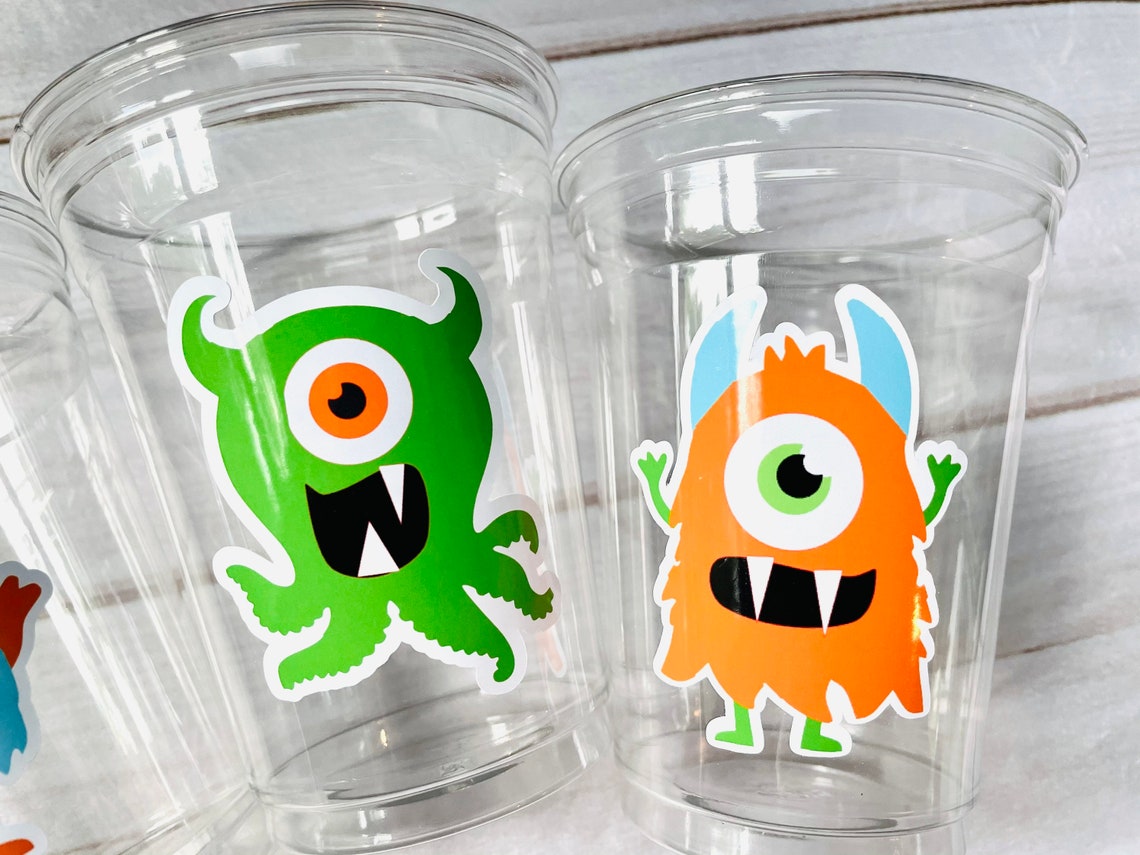 Monster Party Cups Monster Cups Monster Birthday Decorations | Etsy