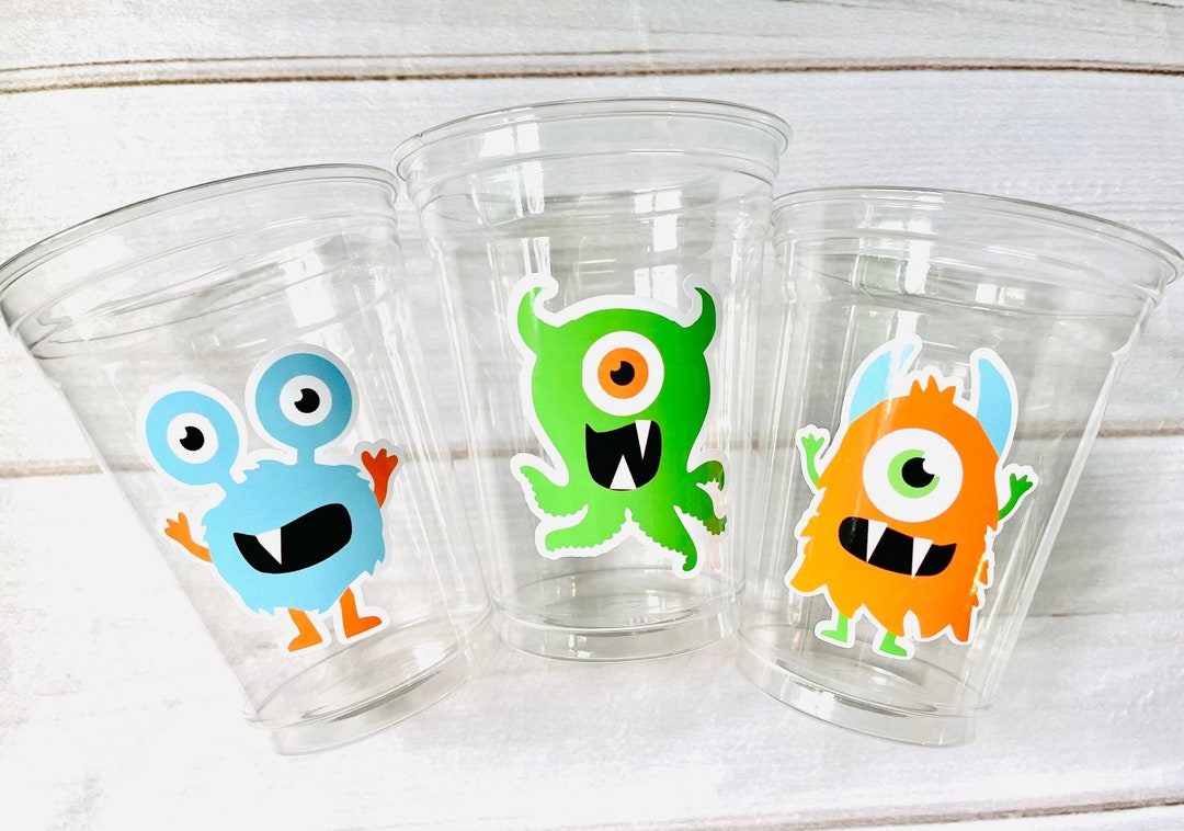 Monster Party Cups – Birthday Decorations, Favors With Lids - Etsy