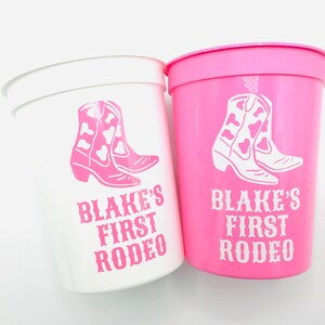 Personalized Cowgirl First Rodeo Party Cups, Pink & White, 16oz - Etsy