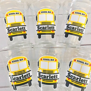 School Bus Party Cups - School Bus Cups, School Bus Birthday School Bus ...