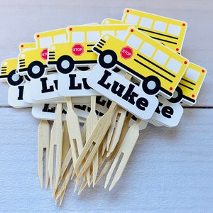 School Bus Party - School Bus Cupcake Toppers, Cups School Birthday ...