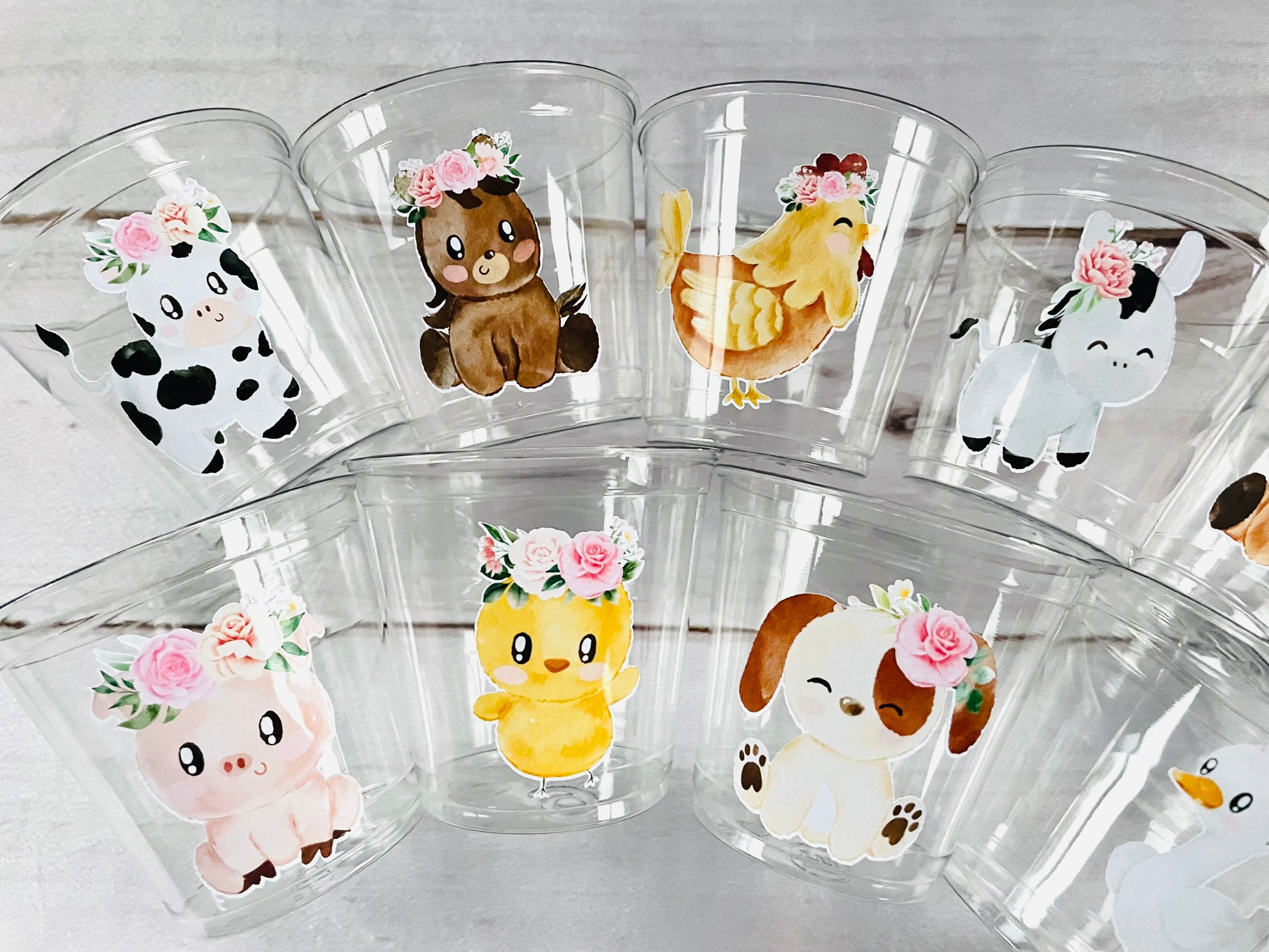 Farm Birthday, Farm Birthday Cups, Farm Party, Farm Party Cups, Pink ...