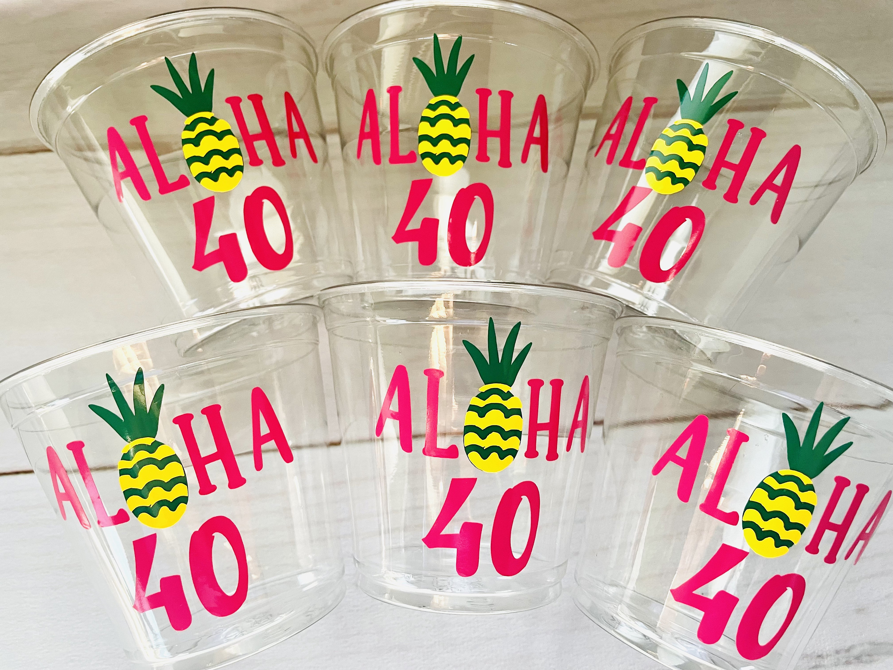 40th Birthday, Aloha 40 Birthday, Aloha Cups Luau Party Cups - Luau ...