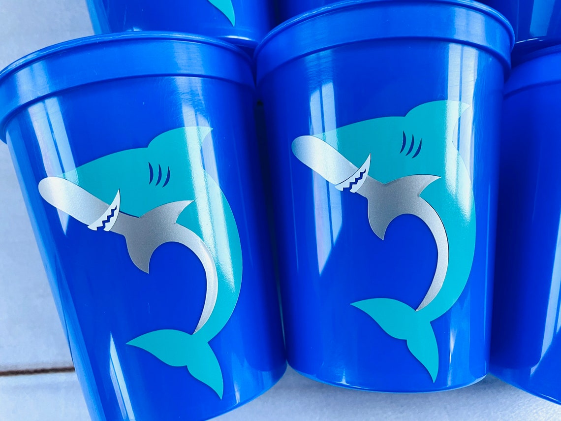 Personalized Shark Party Cups, Under the Sea Party Favors - Etsy