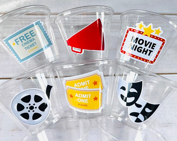 MOVIE PARTY CUPS Popcorn Birthday Party Cups Movie Party Favors Popcorn ...