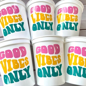 70s Party Cups - Good Vibes Party Cups, 70s Birthday Party Decorations ...