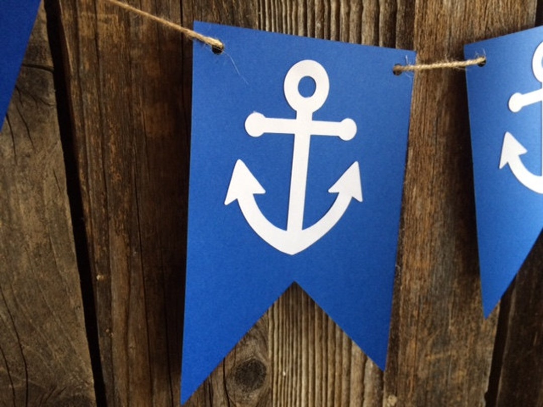 Nautical Party Banner Nautical Baby Shower Decorations Ahoy - Etsy