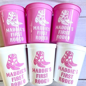 Personalized First Rodeo Party Cups, Cowgirl Birthday, Reusable Stadium ...