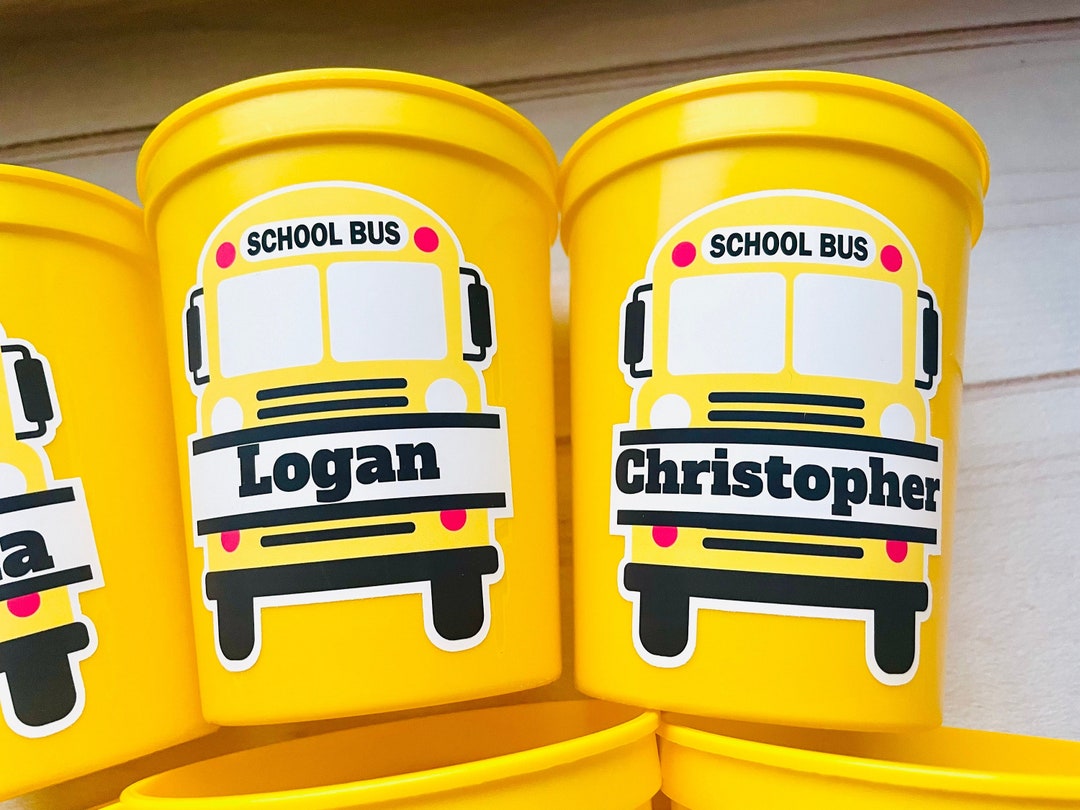School Bus Party Cups - Reusable School Cups School Bus Birthday School ...