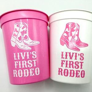 Personalized Cowgirl First Rodeo Party Cups, Pink & White, 16oz - Etsy