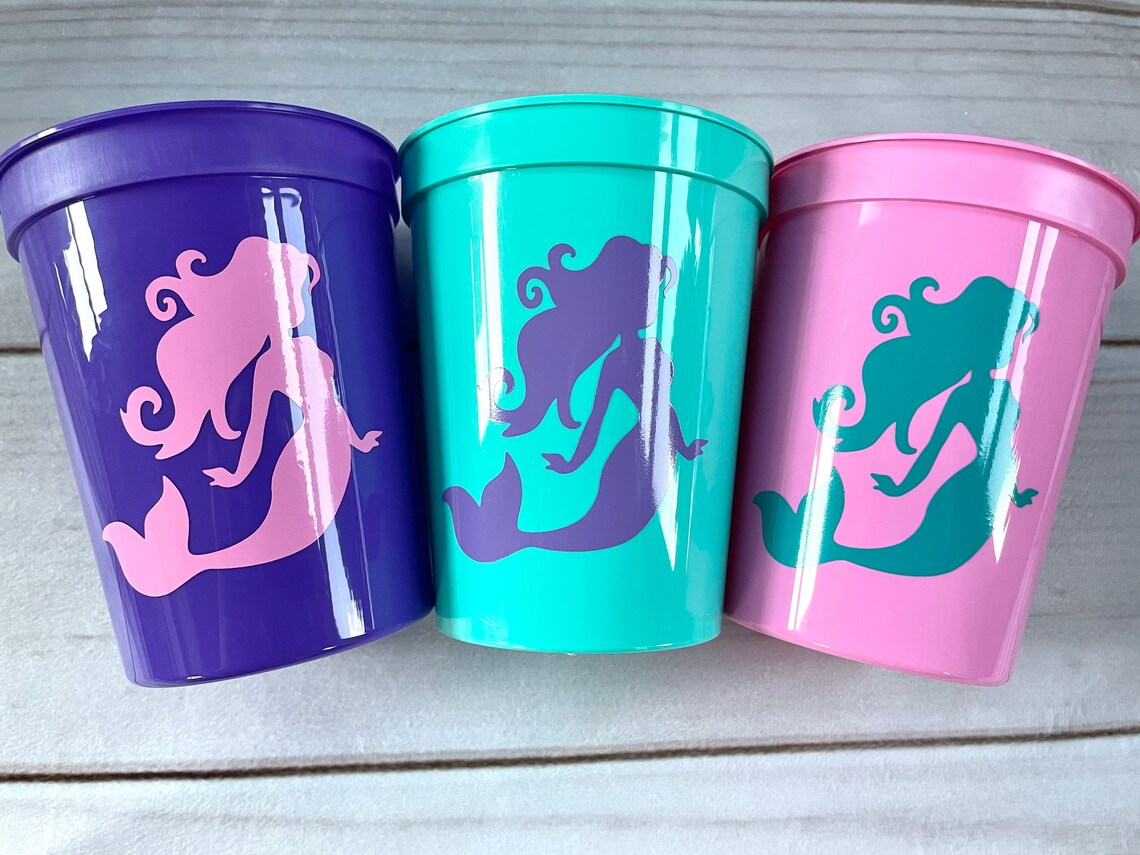 Personalized Mermaid Party Cups – 16oz Reusable Birthday Decorations - Etsy