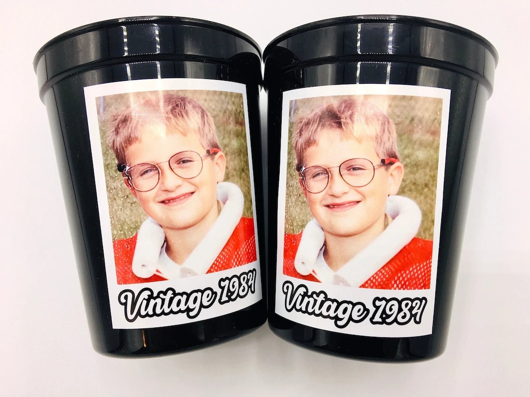 Custom Face 40th Birthday Party Cups, Personalized Photo Stadium Cups ...