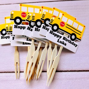 School Bus Party - School Bus Cupcake Toppers, Cups School Birthday ...