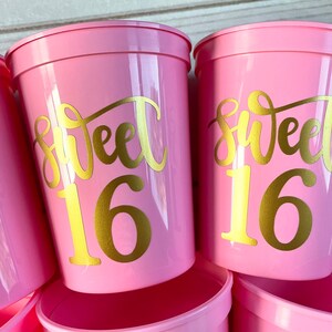 Pink & Gold Sweet 16 Party Cups, Reusable Stadium Cups - Etsy