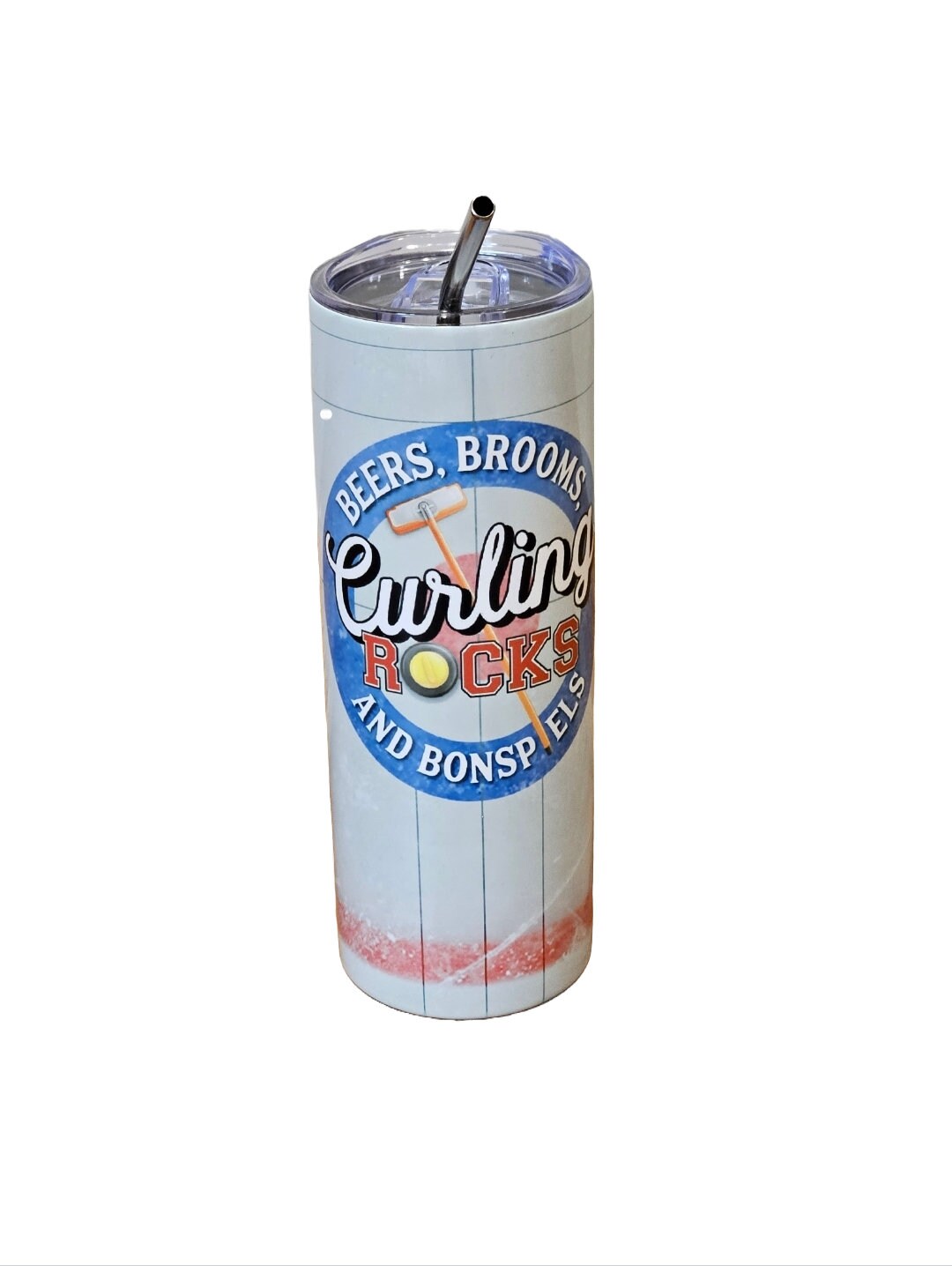 Curling Beer Brooms Bonspiels - 20 Ounce Stainless Steel Tumbler With ...
