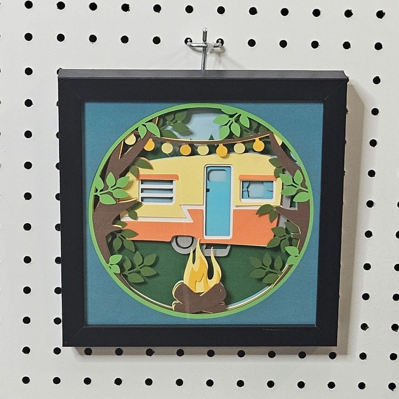 Vintage Camper Mandala Shadowbox 3D Layered Paper With Frame Wall or ...