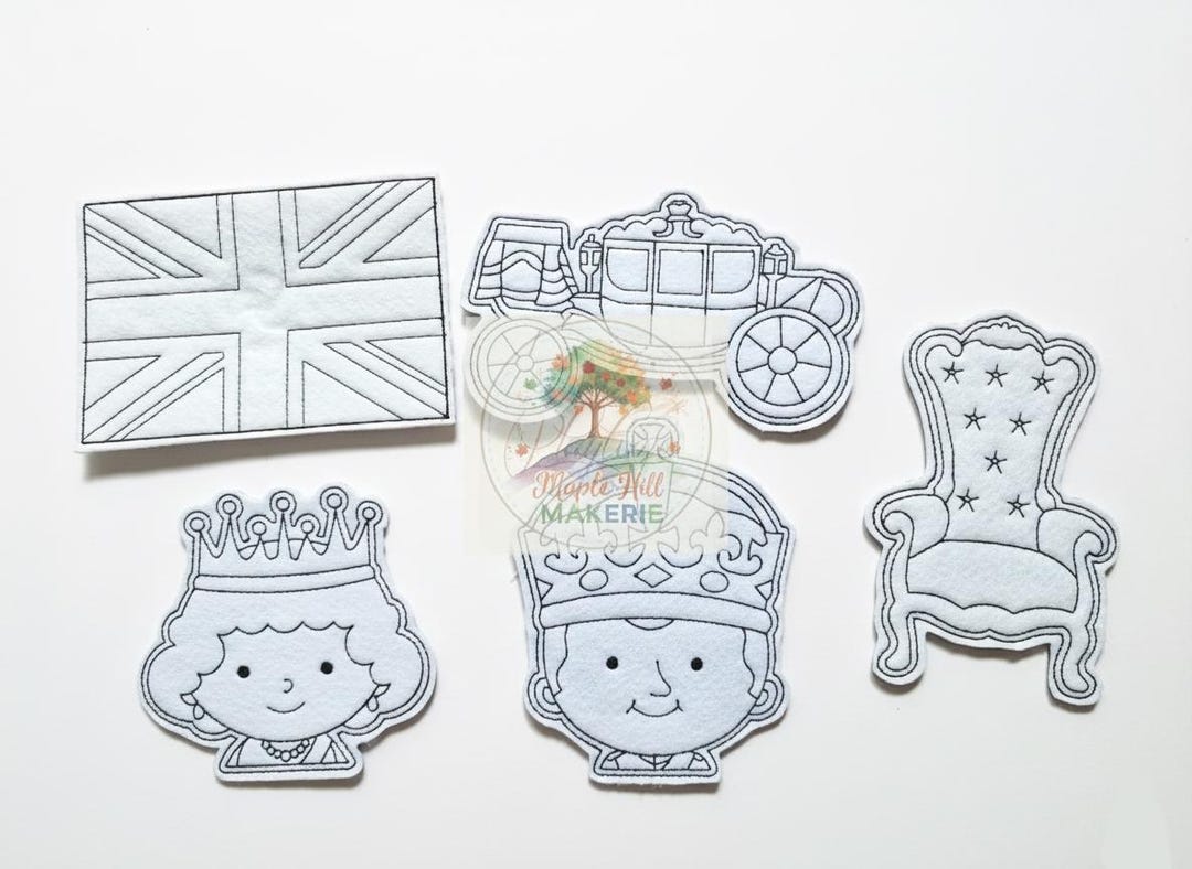 Coronation King Queen Coloring Doll Machine Embroidery in the Hoop File ...