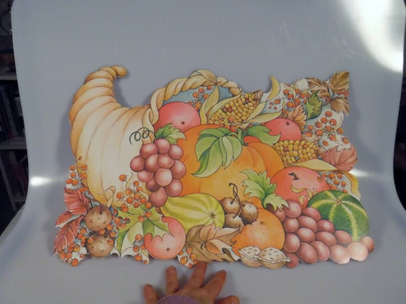 Vintage Large Pastel Colored Cornucopia Thanksgiving Die Cut | Etsy