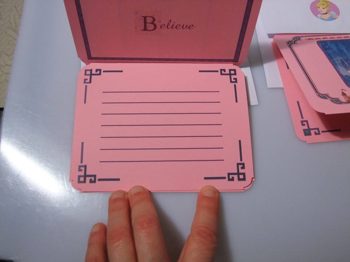 Disney Inspired Princess Note Cards Set of 6 With Decorated - Etsy