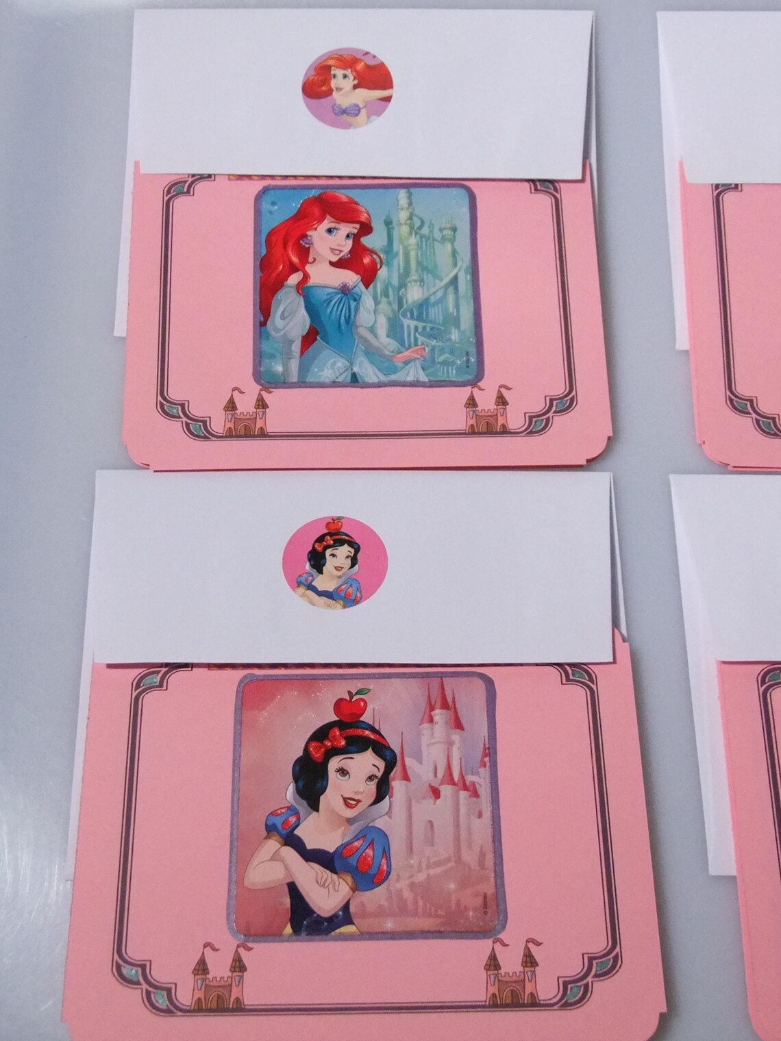 Disney Inspired Princess Note Cards Set of 6 With Decorated - Etsy