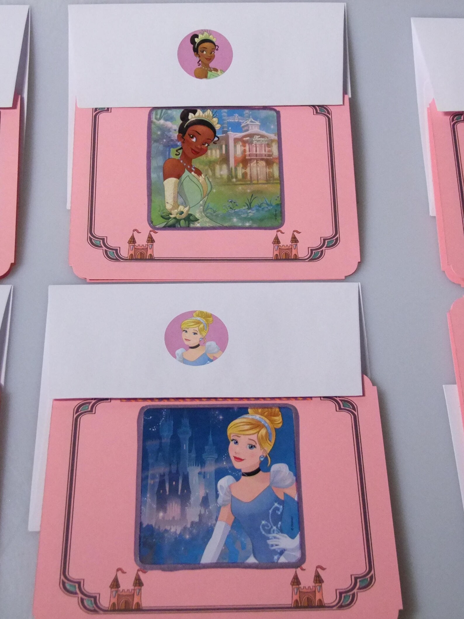 Disney Inspired Princess Note Cards Set of 6 With Decorated - Etsy