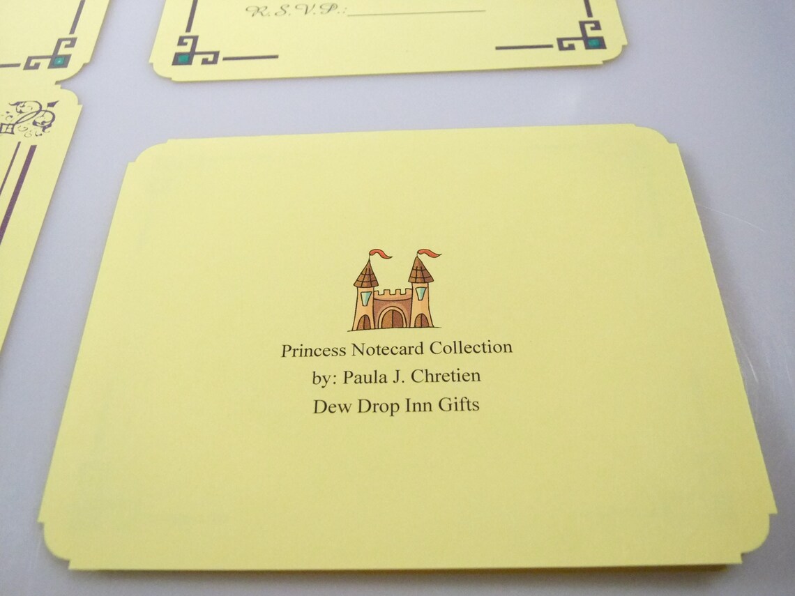 Disney Inspired Princess Note Cards Set of 6 With Envelopes - Etsy