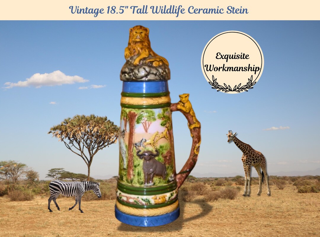 Vintage Extra Large Wild Animals Ceramic Stein Holland Mold 1973 - Etsy