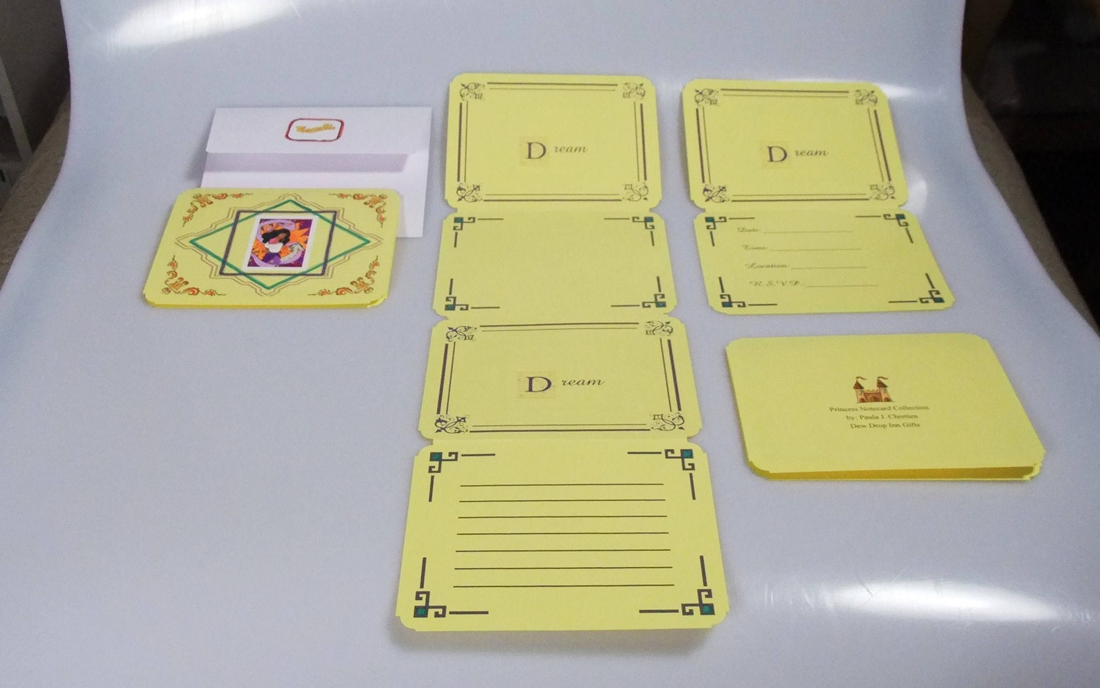 Disney Inspired Princess Note Cards Set of 6 With Envelopes - Etsy