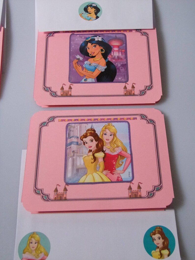 Disney Inspired Princess Note Cards Set of 6 With Decorated - Etsy