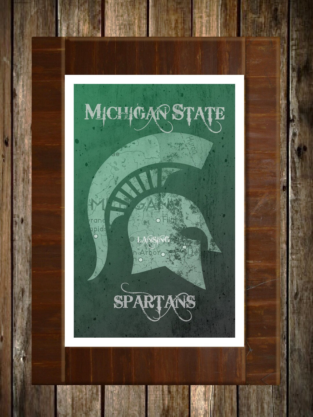 Lansing Michigan State Map Topographical Sports Print Art 11x17 - Etsy